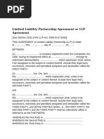 LLP Deed Draft Format | PDF | Limited Liability Partnership | Law
