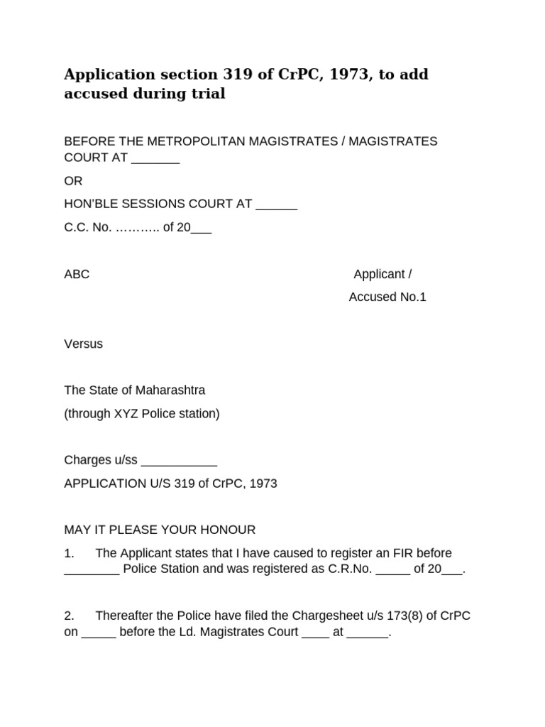 Application for Section 319 CrPC | PDF | Political Law | Crime & Violence