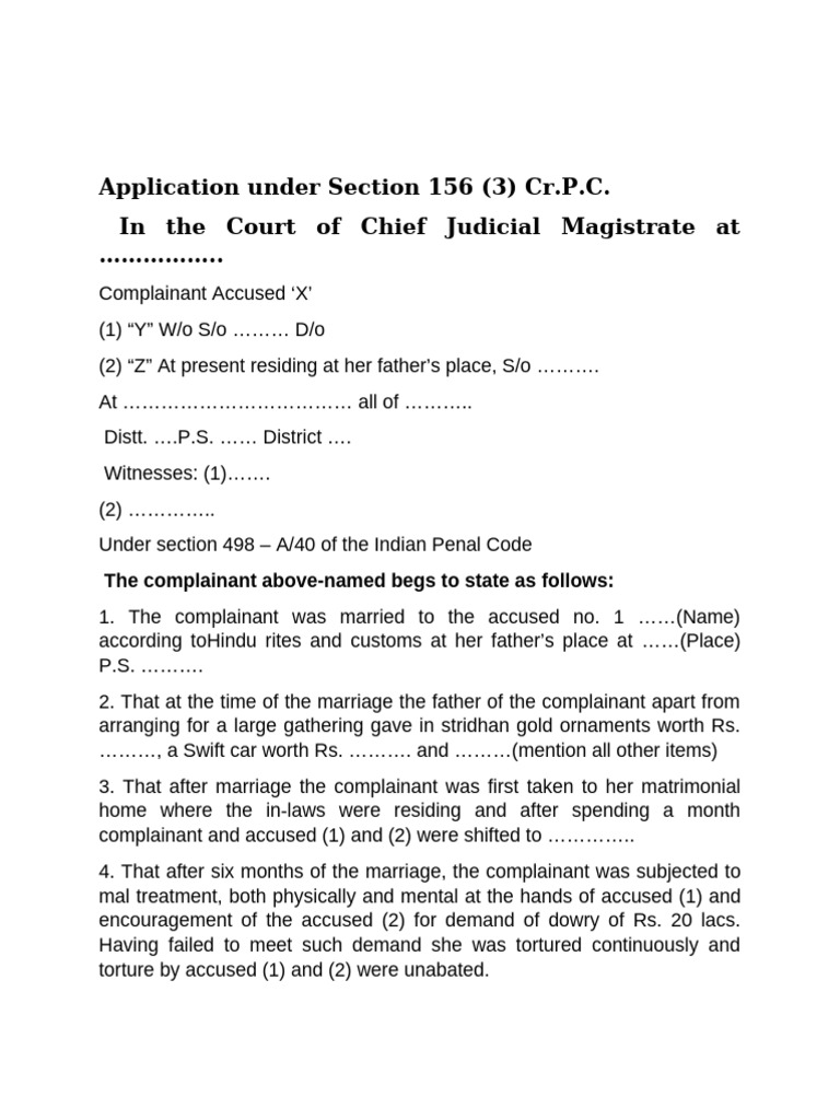 Application Under Section 156 | PDF