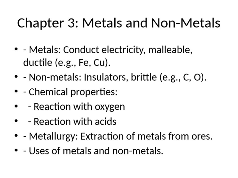 Chapter 3 Metals and Non Metals | PDF