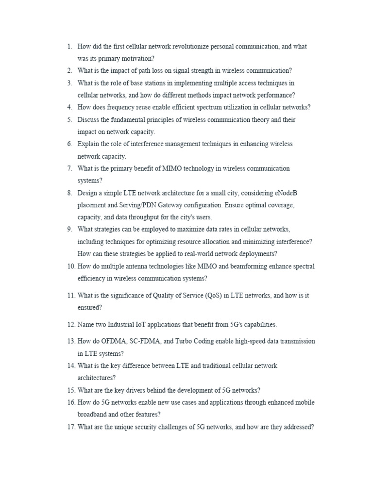 Wireless Communication_QB (2) | PDF | Mimo | Cellular Network