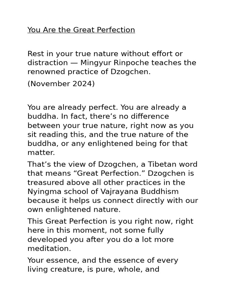 Discover Dzogchen: The Great Perfection | PDF | Dzogchen | Buddhist ...