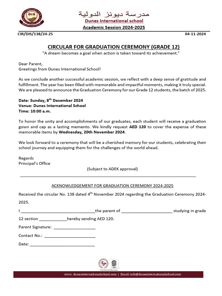 Cir 138 Graduation Ceremony Grade 12 | PDF