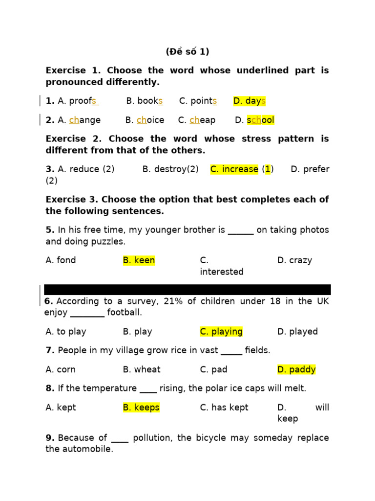 English Language Exercises | PDF | Natural Environment | Trees