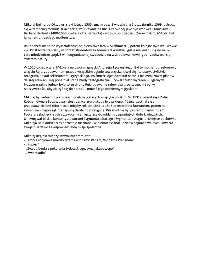 Mikołaj Rej | PDF