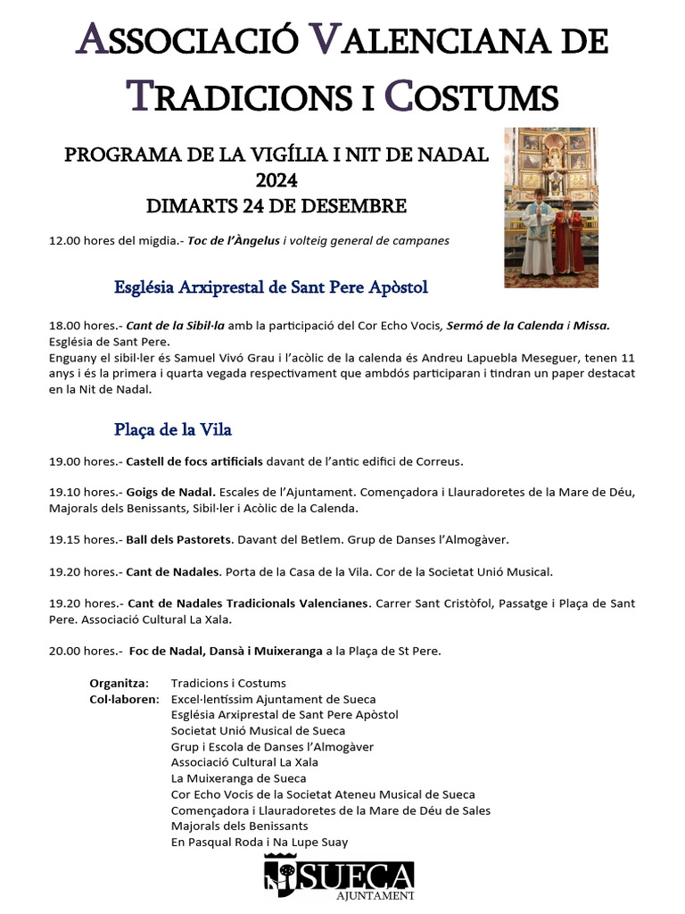 PROGRAMA DE LA VIGÍLIA I NIT DE NADAL 2024 Corregit | PDF