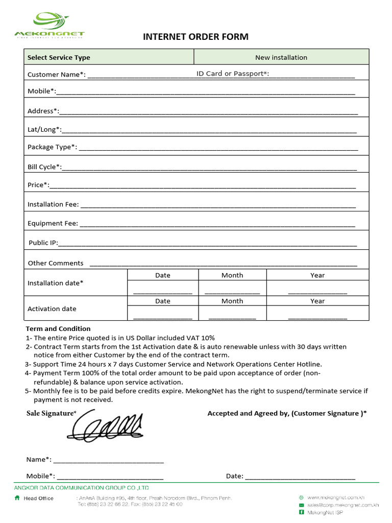 2023 Internet Order Form | PDF