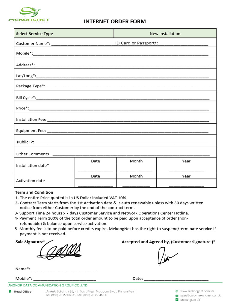 2023 Internet Order Form | PDF