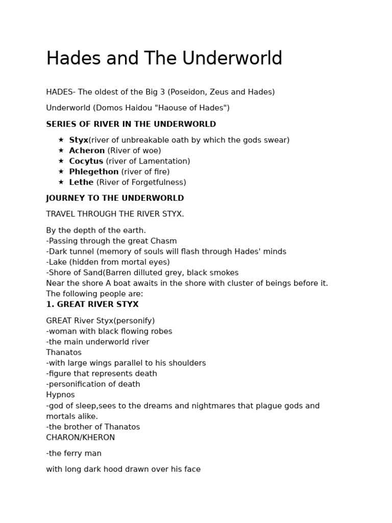 Hades and The Underworld | PDF | Greek Underworld | Hades