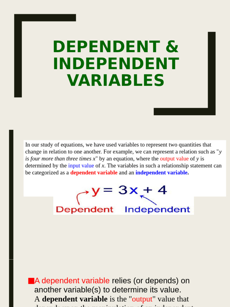 Dependent Independent Variables | PDF
