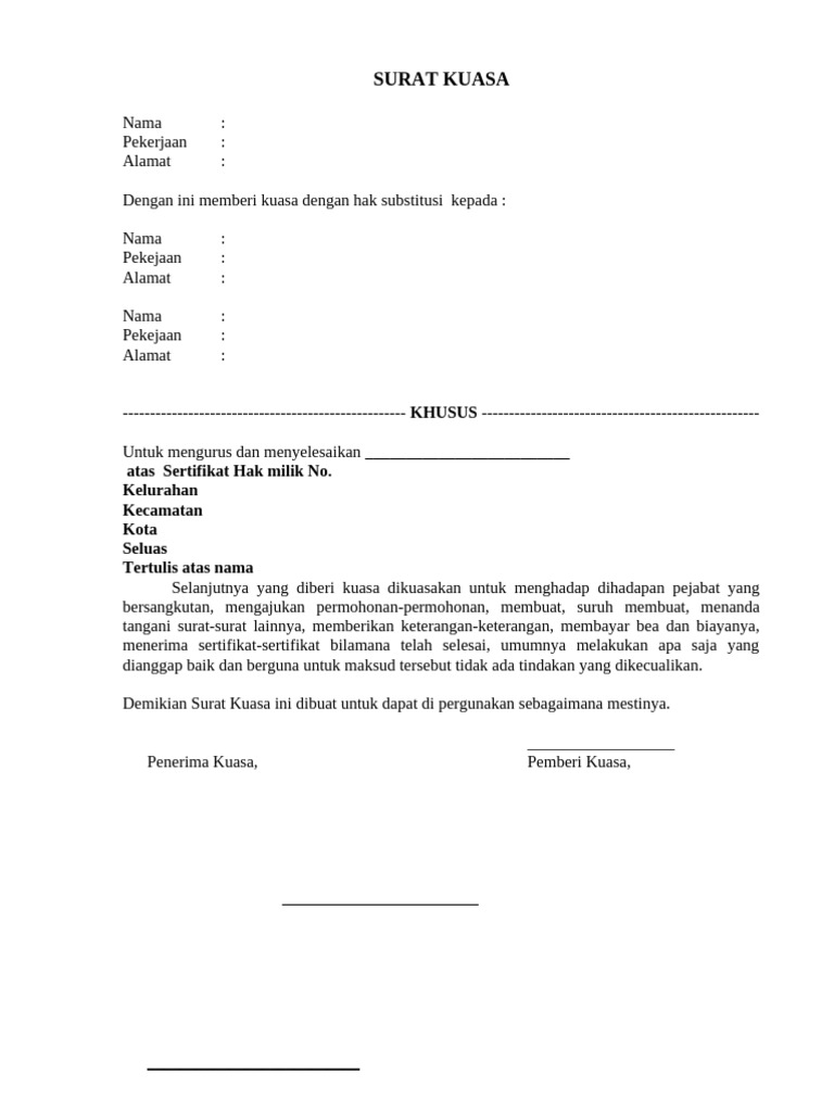Surat KUASA | PDF