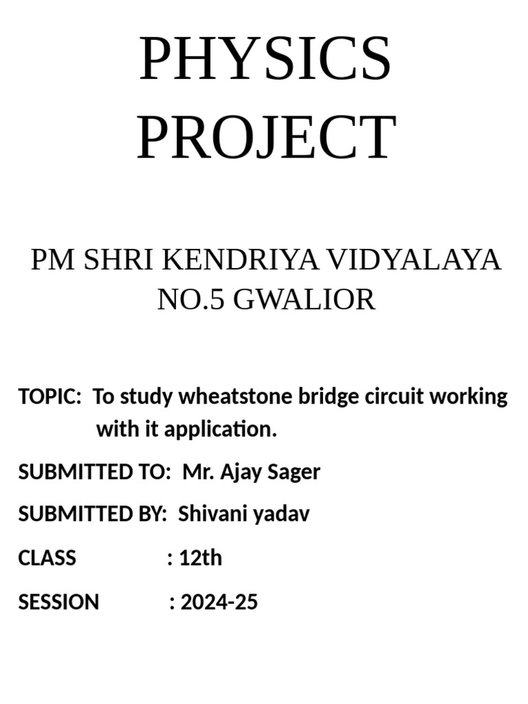 PHYSICS PROJECT | PDF | Electrical Resistance And Conductance | Resistor