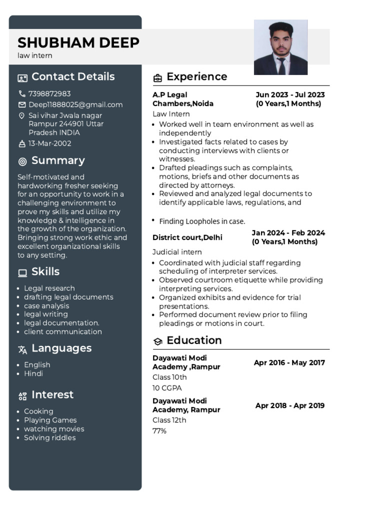 Shubham Deep Resume 2024 | PDF
