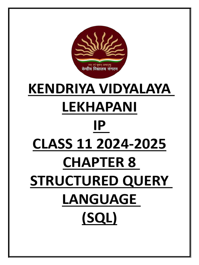 Class 11 Ip Chapter 8 2024-2025 | PDF | Sql | My Sql