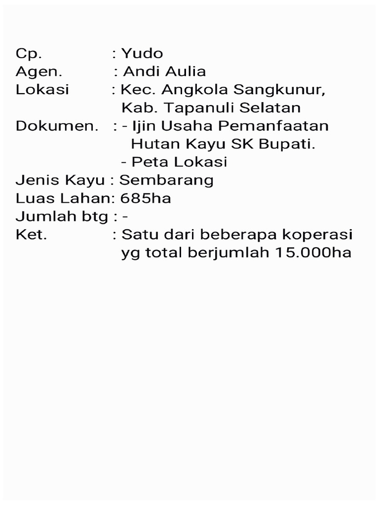 Sembarang-Tapsel-685ha_1 | PDF