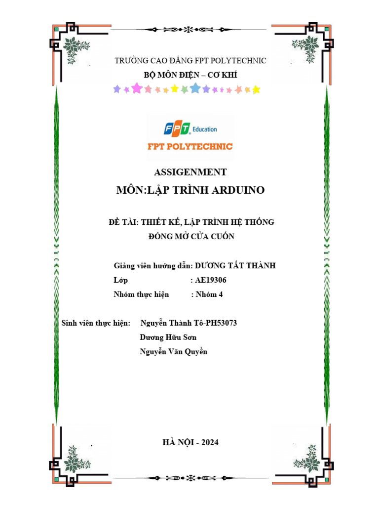 Asm Nhóm 4 GD1 Laptrinharduino | PDF