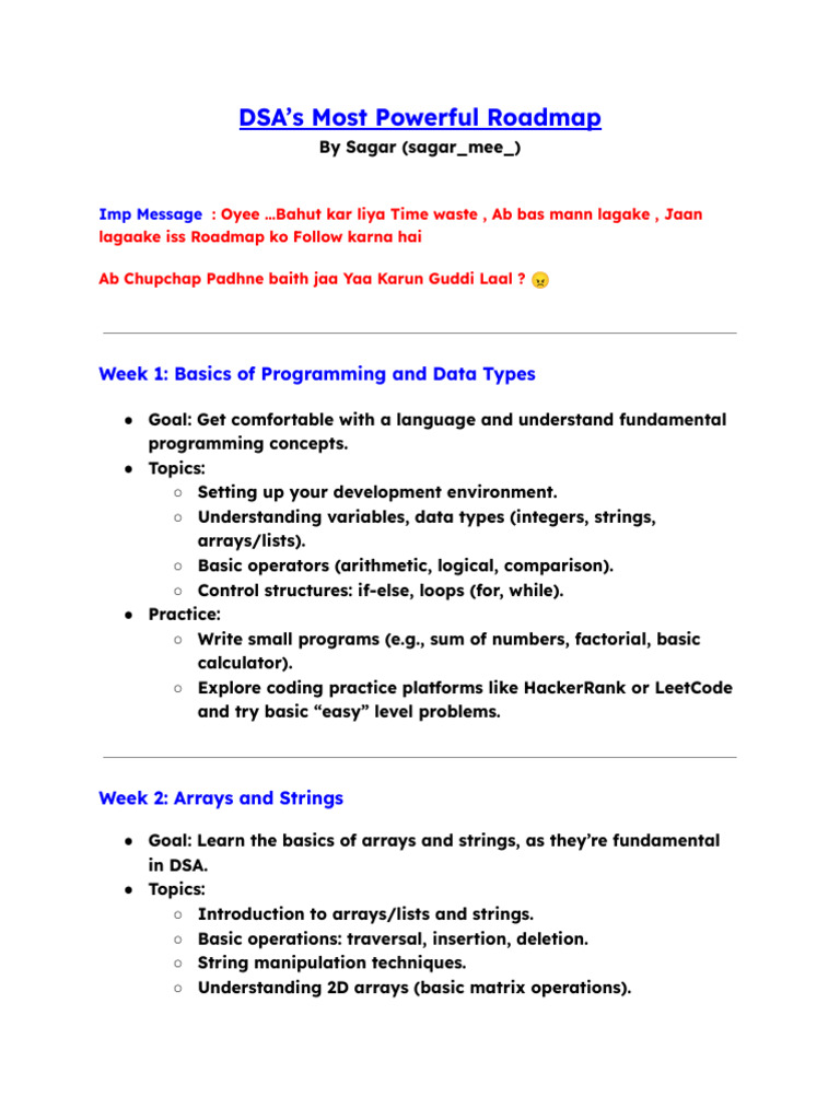 DSA Most Powerful Roadmap | PDF | Dynamic Programming | Discrete Mathematics