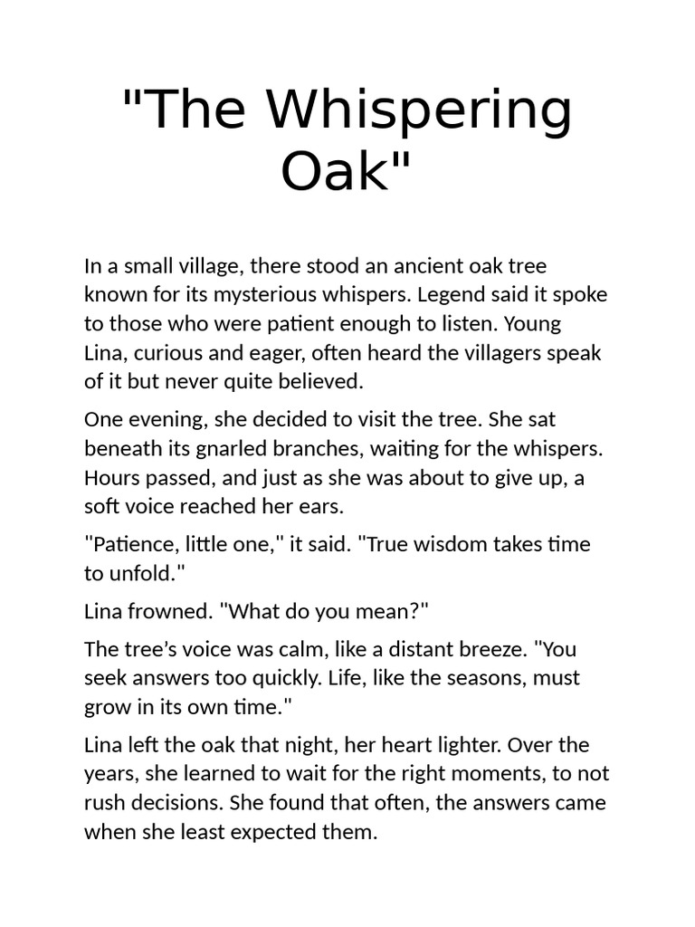 The Whispering Oak English HHW 1 | PDF