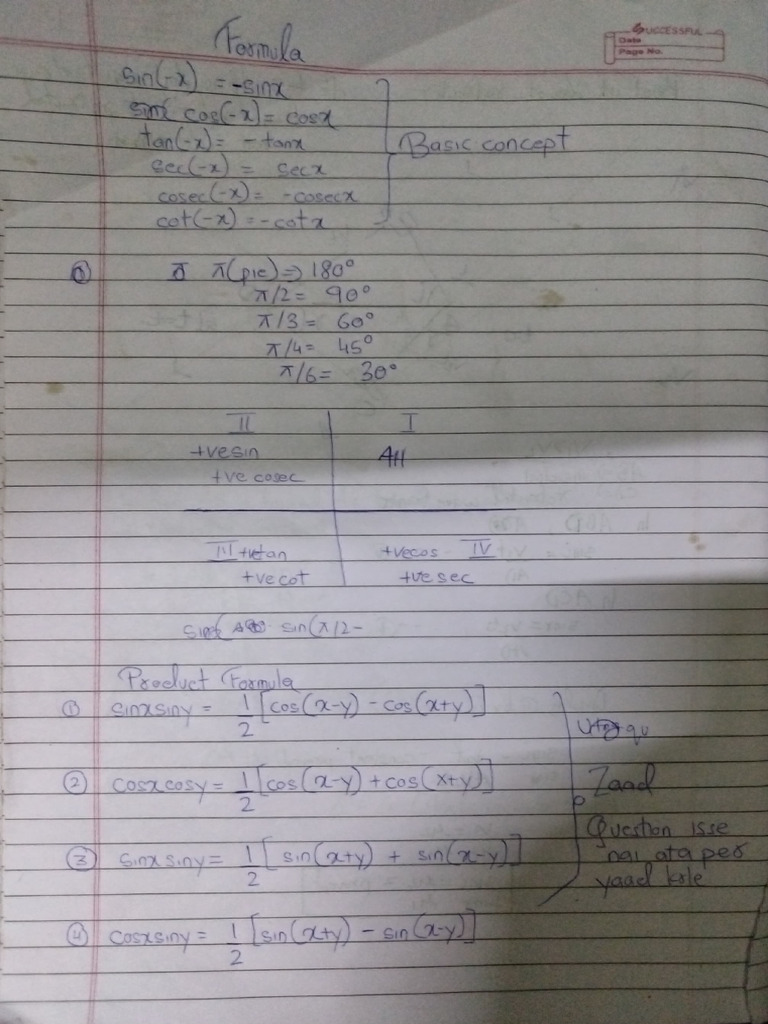 Trigo Important Formula | PDF
