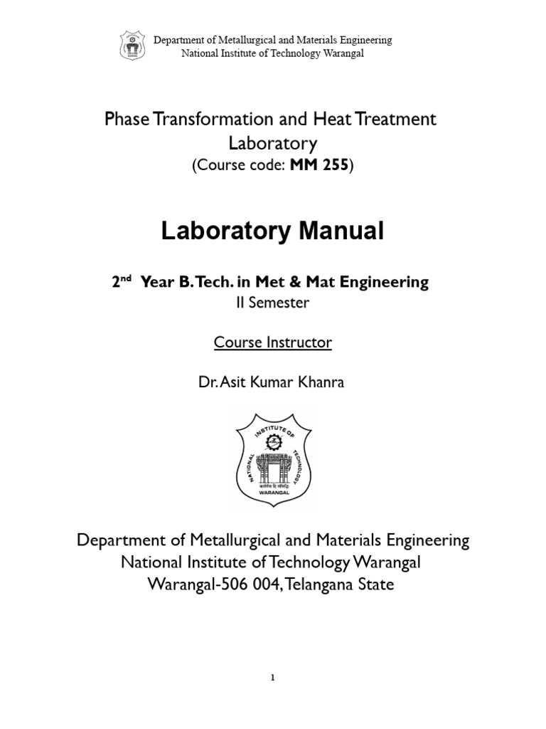 Metallurgy Lab Manual for Students | PDF | Heat Treating | Steel