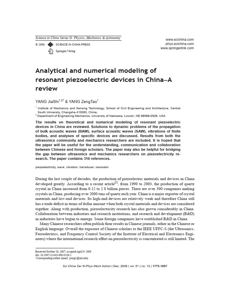 s11433-008-0188-1 | PDF | Waves | Piezoelectricity