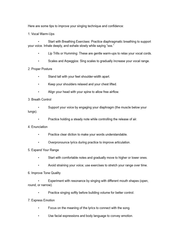 Singing Technique Improvement Tips | PDF