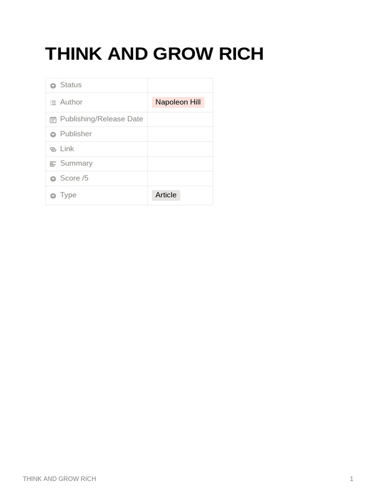 Think and Grow Rich | PDF