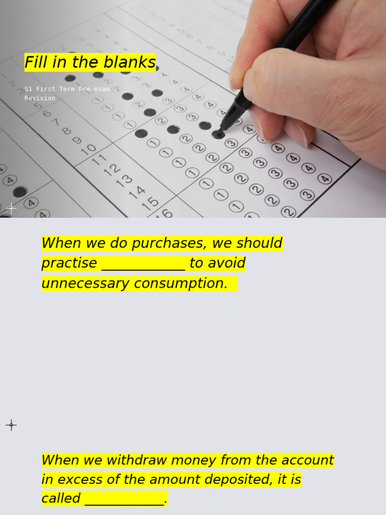 S1 First Term Exam Fill in the Blank Exercise Copy | PDF