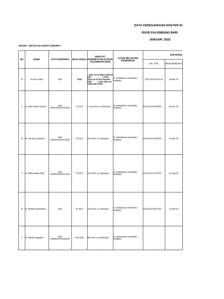 DOKTER 2024 Desember Data | PDF