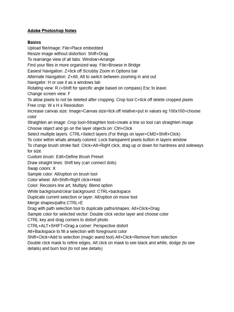 Adobe Photoshop Essential Notes | PDF