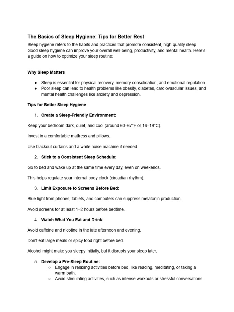 Sleep Tips for Better Rest | PDF | Sleep | Circadian Rhythm