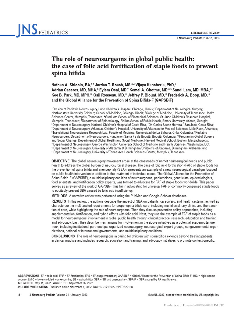 j Neurosurg Pediatr Article p8 | PDF | Neurosurgery | Medical Specialties