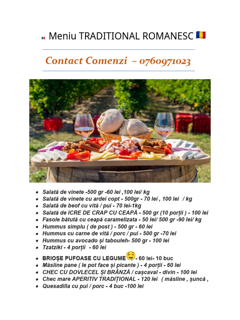 Meniu Mancare | PDF