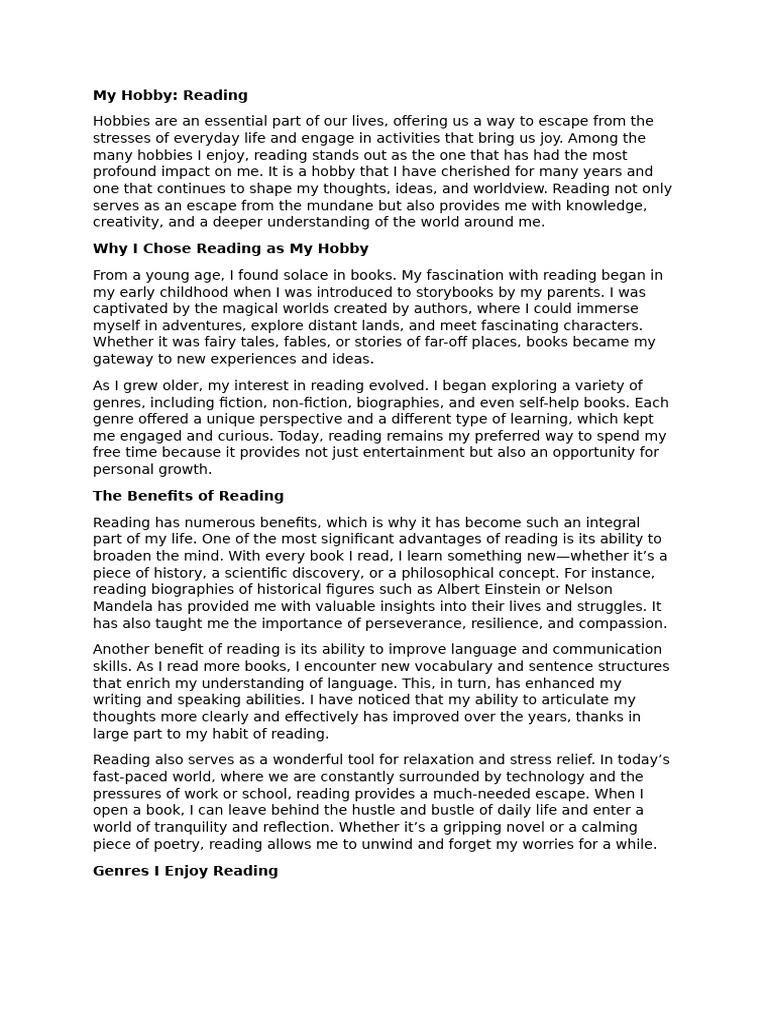 My Hobby | PDF | Creativity | Liberal Arts Education