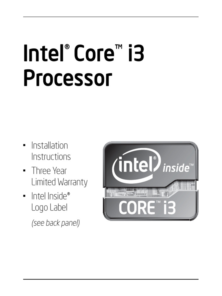 Processor - INTEL - CORE - I3-3240 - Installation Instructions | PDF