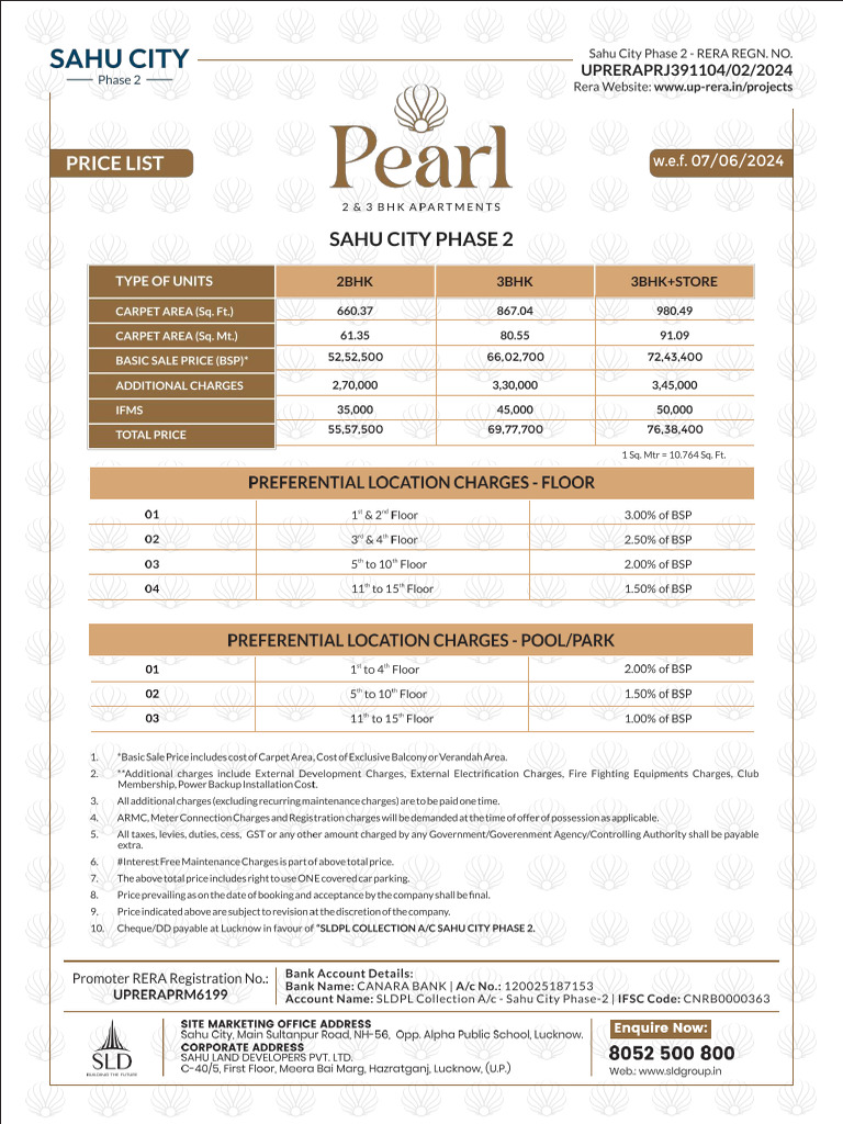 Price List & Payment Plan@4300 | PDF