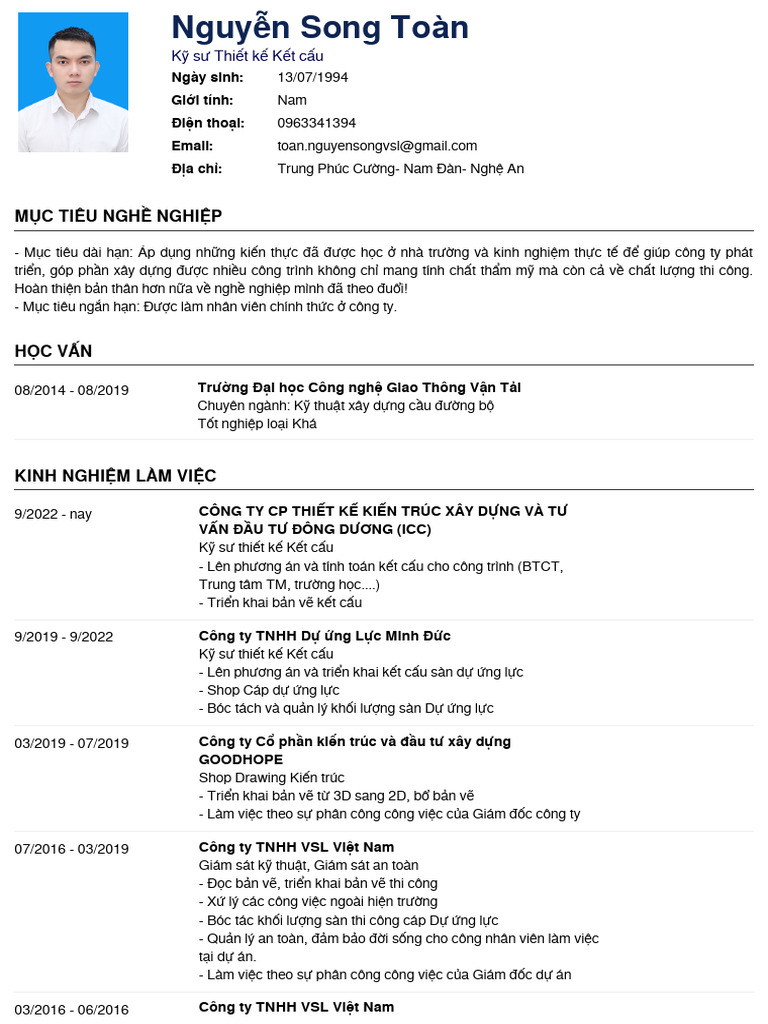 CV Nguyen Song Toan | PDF