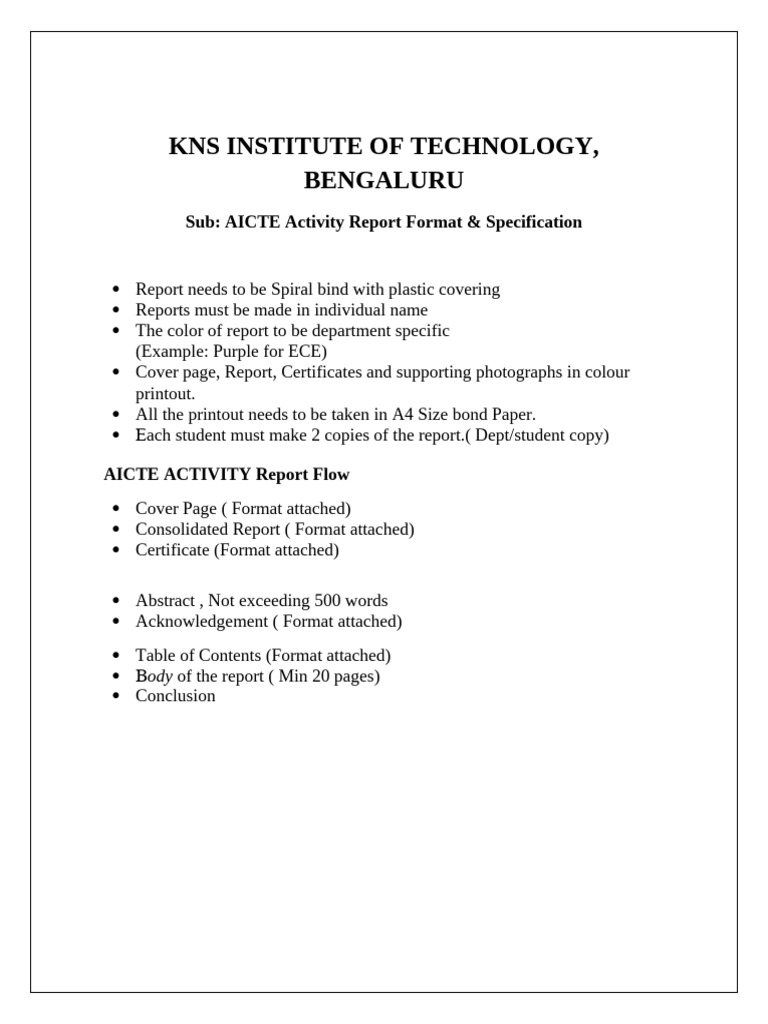 AICTE Report format 2022-23 | PDF