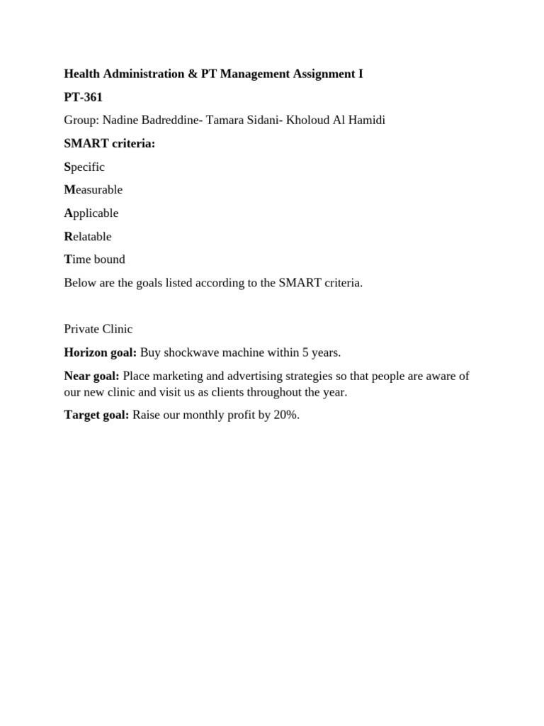 Health Administration Assignment 1 | PDF