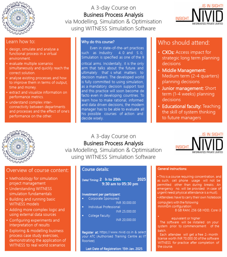 BPA Course Invitation - IIT Roorkee Jan 25 | PDF | Simulation ...