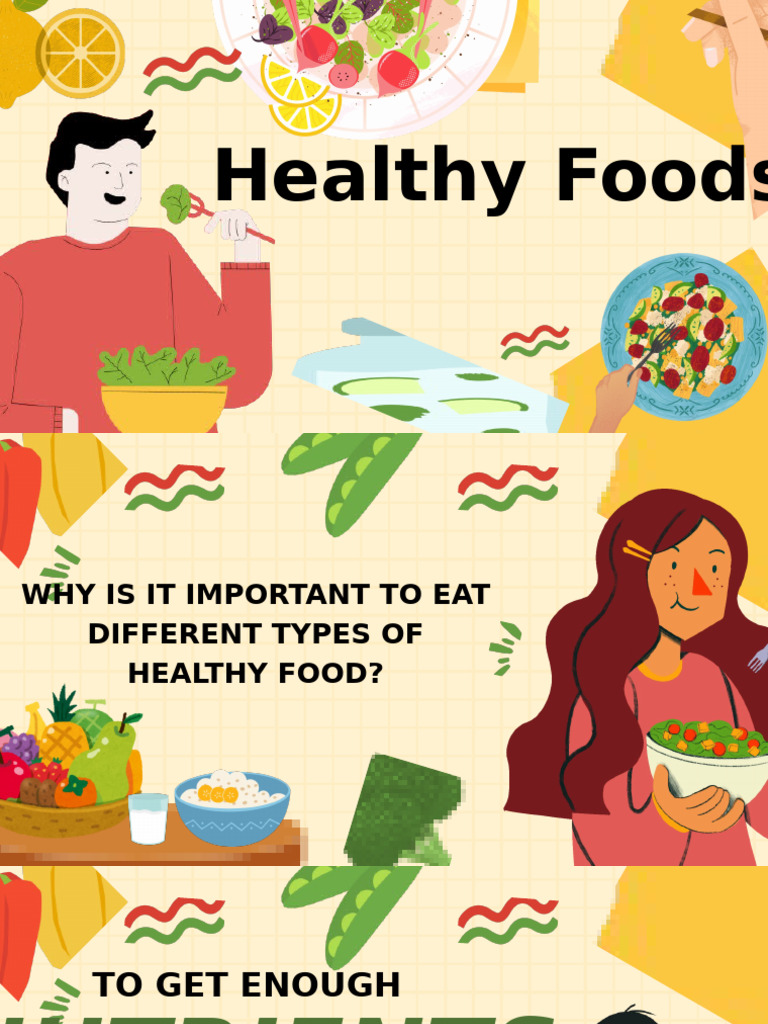 Yellow Illustrative Healthy Food Components Presentation | PDF