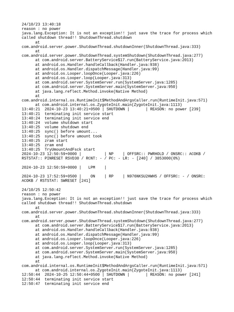 Android Shutdown Log Analysis | PDF | Java (Programming Language) | Programming Paradigms