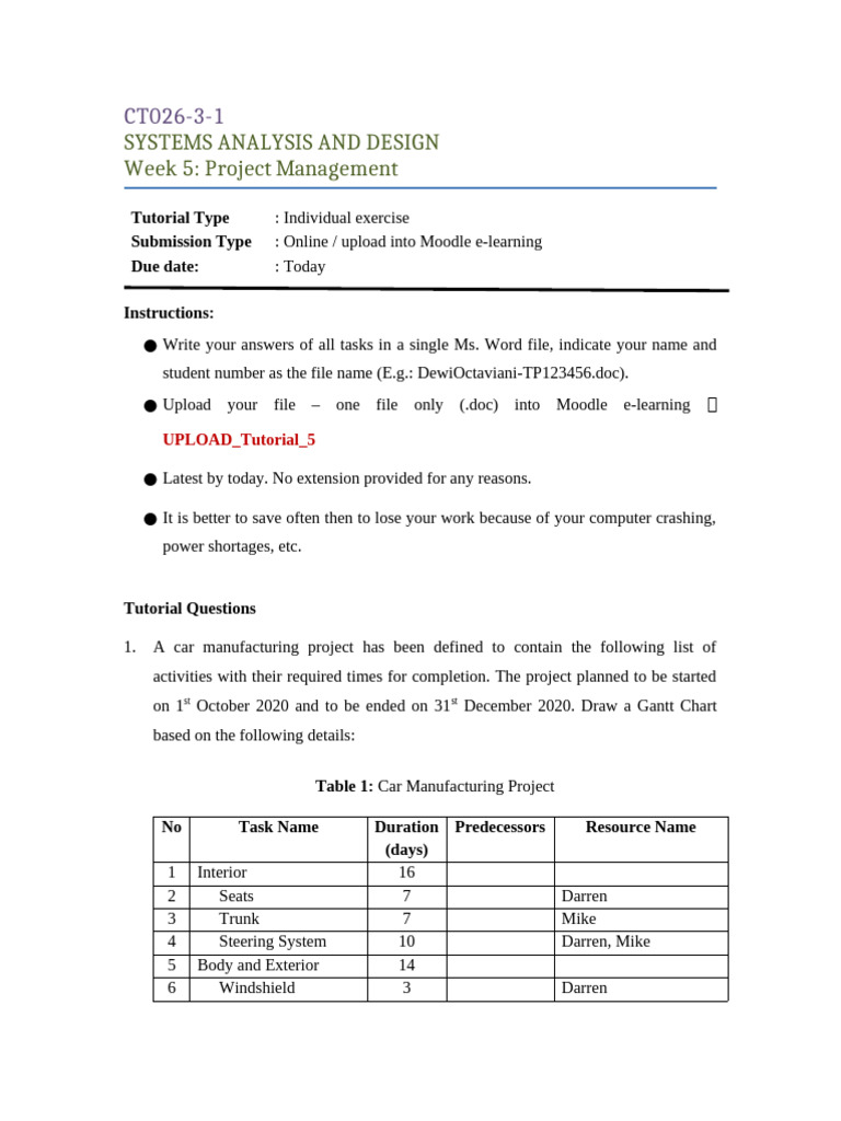 Tutorial - Project Management | PDF | Car Body Styles | Vehicles