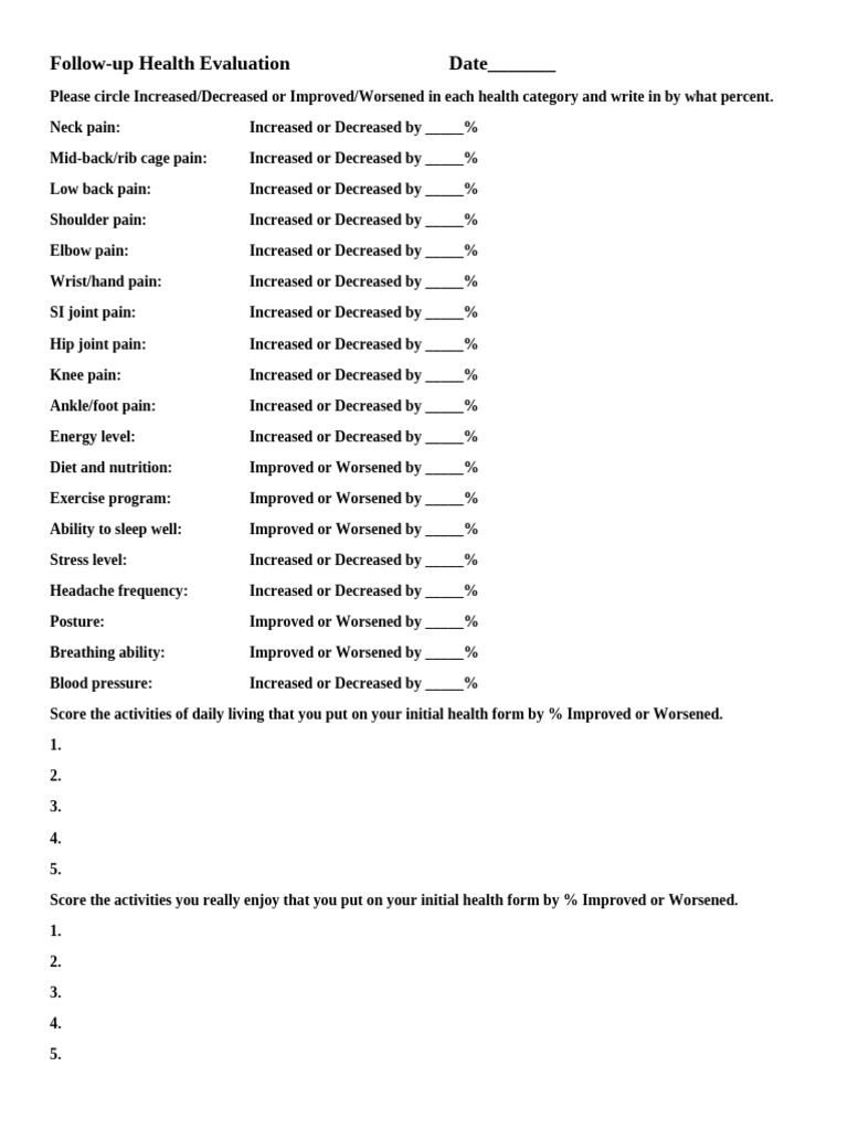 Health Evaluation Follow-Up Form | PDF
