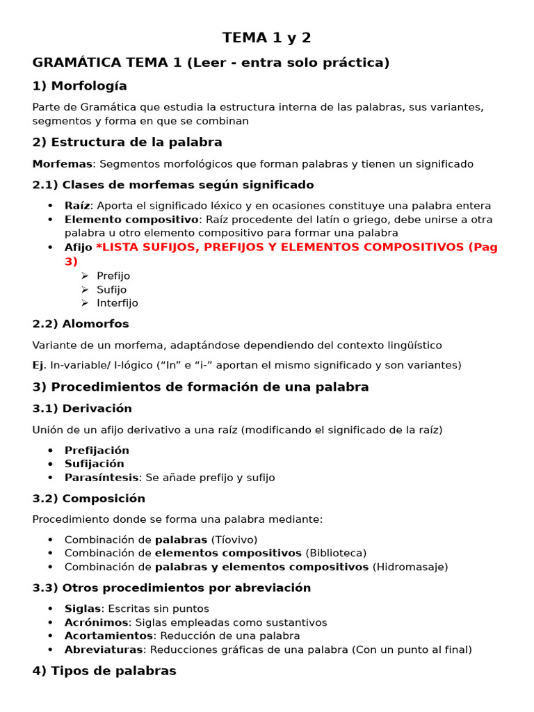 TEMA 1 y 2 | PDF | Verbo | Rima