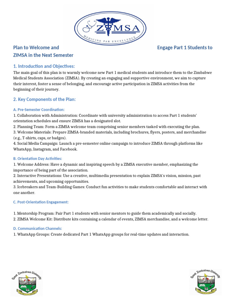 ZIMSA - Welcome - Plan - Part1 PRO | PDF