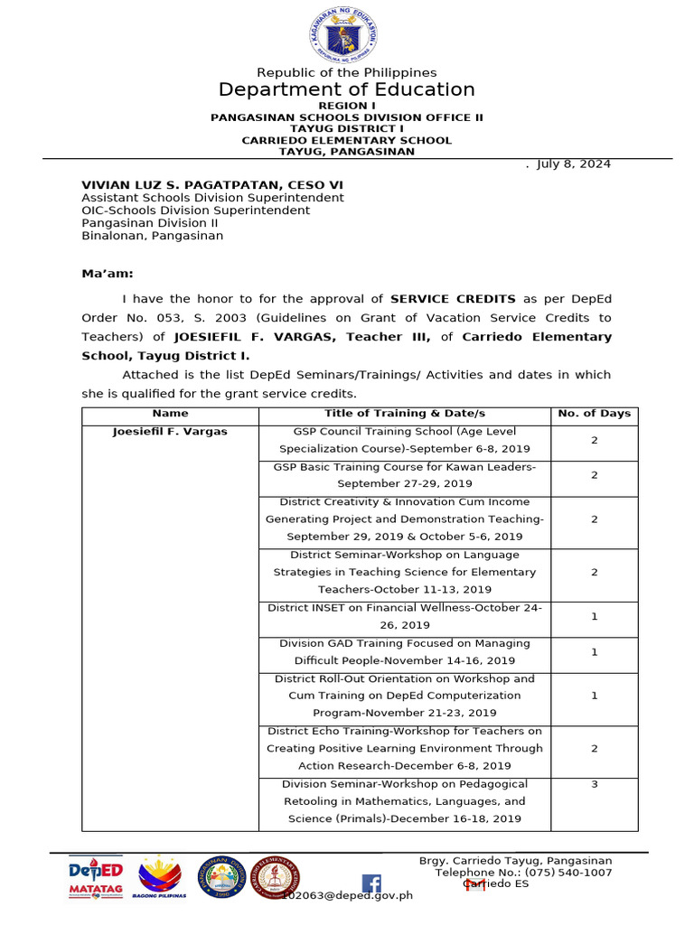 REQUEST LETTER-SC | PDF | Teachers | Teaching