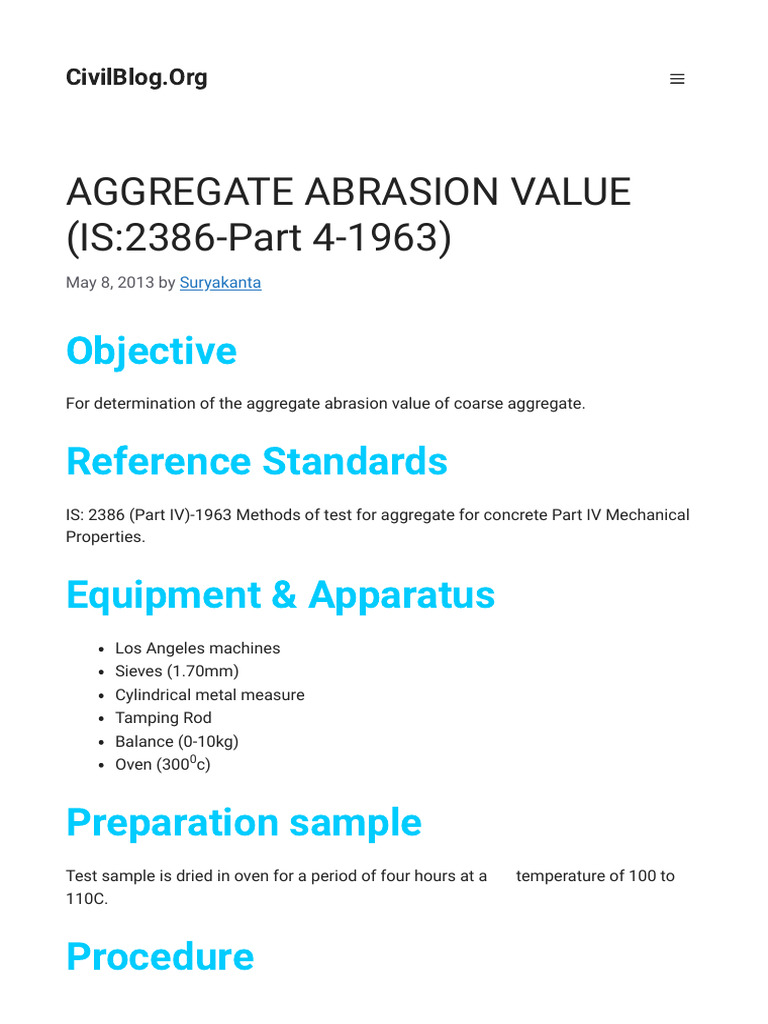 2 AGGREGATE ABRASION VALUE (IS_2386-Part 4-1963) | PDF