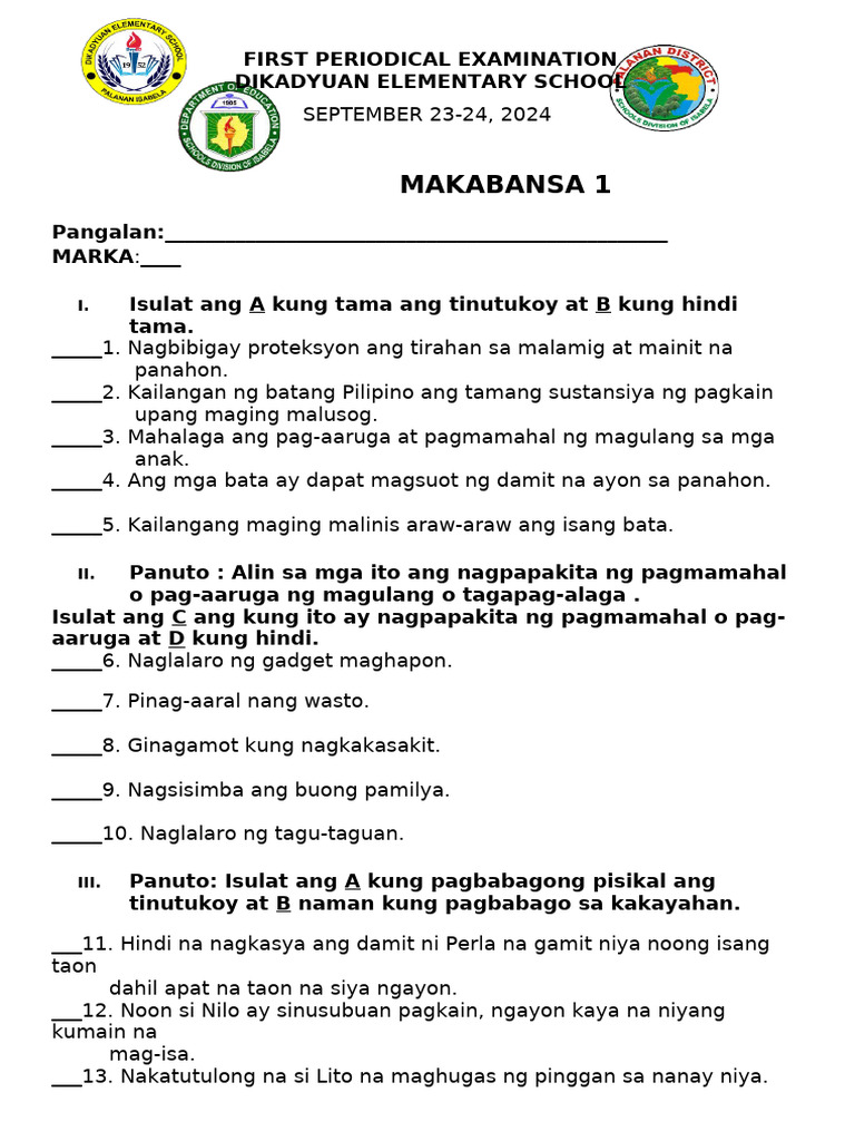 Makabansa 1st Quarter | PDF