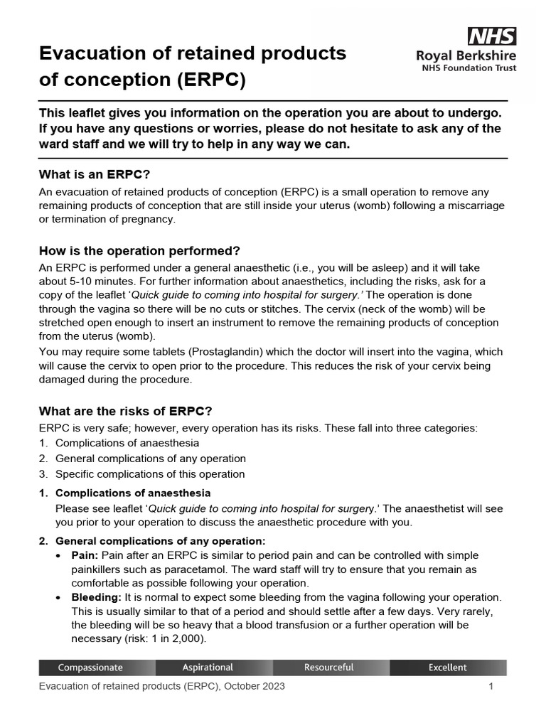 Evacuation Retained Products Conception Erpc | PDF | Uterus | Medical ...